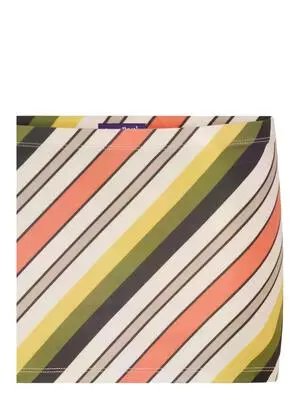 JEAN PAUL GAULTIER Jersey-lycra Mini Skirt Printed Retro Stripe Neutrals