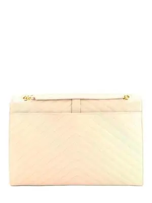 Saint Laurent Classic Monogram Envelope Satchel Matelasse Chevron Leather Large Shoulder Bag - Neutrals