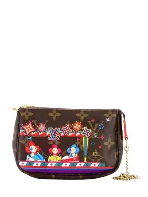 LOUIS VUITTON Pochette Accessoires Limited Edition Vivienne Xmas Monogram Canvas Mini Clutch Bag - Brown