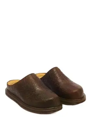 DR. MARTENS San Floral-embossed Leather Mules