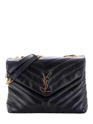 Saint Laurent Loulou Matelasse Chevron Leather Medium Shoulder Bag - Black