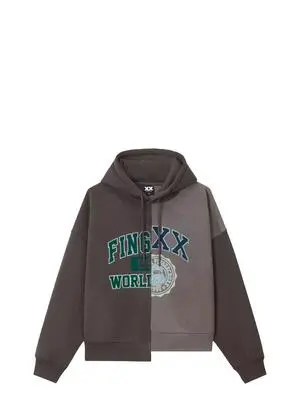 FINGERCROXX Logo-print Panelled Hoodie - Grey