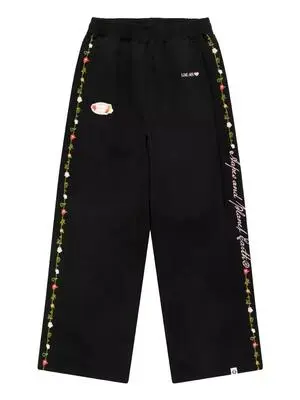 AAPE BY *A BATHING APE Floral-embroidered Camouflage-patch Track Pants Black