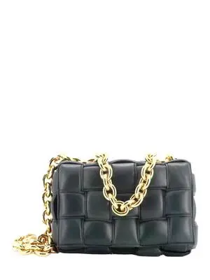 Bottega Veneta Cassette Chain Padded Maxi Intrecciato Leather Crossbody Bag - Green