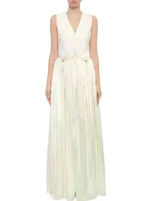 LANVIN V-neck Drawstring-waist Maxi Dress - Neutrals