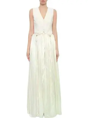 LANVIN V-neck Drawstring-waist Maxi Dress - Neutrals