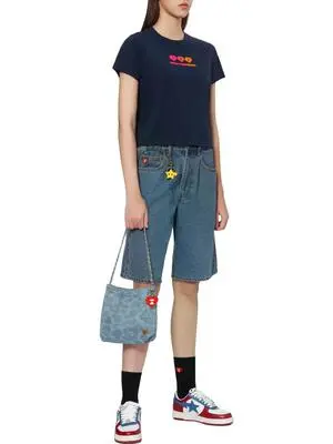 AAPE BY *A BATHING APE Heart-motif Cotton T-shirt - Blue