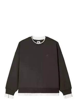 B+AB Layered-effect Logo-embroidered Sweater - Grey