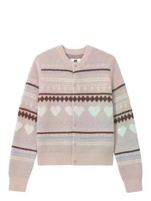 CHOCOOLATE Heart-intarsia Knitted Cardigan - Pink