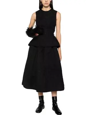 Cecilie Bahnsen Bala Textured Midi Skirt Black