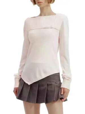 TOUT A COUP Asymmetric Ribbed-knit Sweater Pink