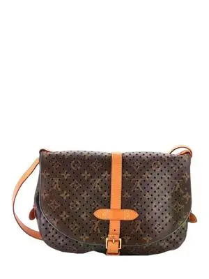 LOUIS VUITTON Flore Saumur Handbag Perforated Monogram Canvas Crossbody Bag - Brown