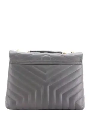 Saint Laurent Loulou Matelasse Chevron Leather Medium Shoulder Bag - Grey