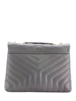 Saint Laurent Loulou Matelasse Chevron Leather Medium Shoulder Bag - Grey