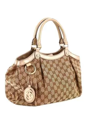 Gucci Sukey Gg Canvas With Leather Medium Tote Bag Gold