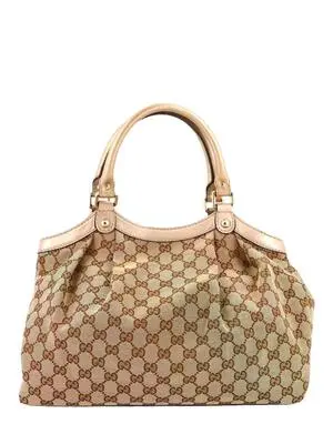 Gucci Sukey Gg Canvas With Leather Medium Tote Bag - Gold