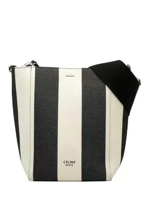 Celine 2019 Small Striped Canvas Seau Sangle Bucket Bag - Black