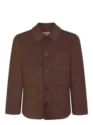AMARANTO Buttoned Patch-pocket Shirt - Brown
