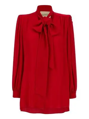 Valentino Garavani Silk Shirt With Bow - Red
