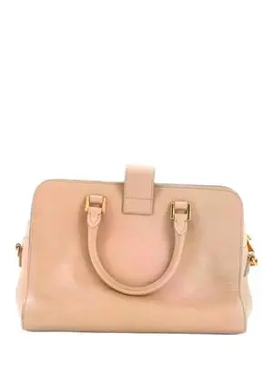 Saint Laurent Monogram Cabas Leather Baby Satchel Neutrals