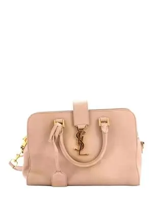 Saint Laurent Monogram Cabas Leather Baby Satchel - Neutrals