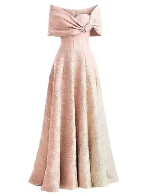GEMY MAALOUF Off-shoulder Textured Gown - Pink