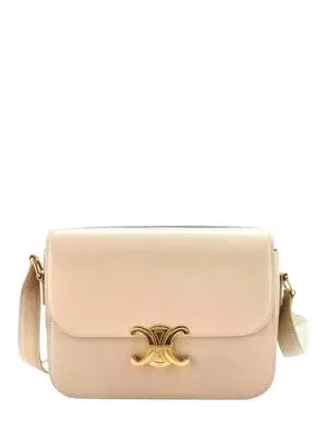 Celine Triomphe Shoulder Bag Smooth Calfskin Medium Crossbody Bag Neutrals