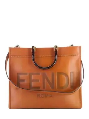 Fendi Sunshine Shopper Leather Medium Tote Bag - Brown