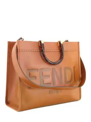 Fendi Sunshine Shopper Leather Medium Tote Bag - Brown
