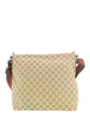 Gucci Front Pocket Web Messenger Gg Canvas Medium Crossbody Bag - Brown