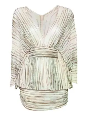 Missoni Zig Zag V-neck Mini Dress - Neutrals