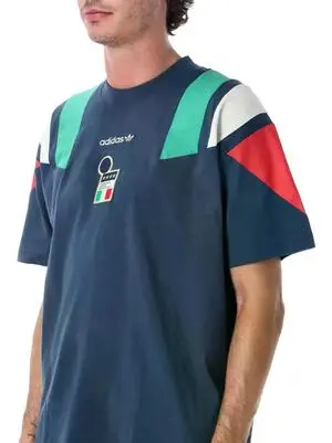 Adidas Italy Eqt Colour-block Logo-print T-shirt Blue