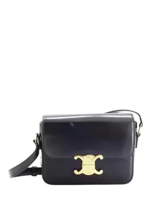 Celine Triomphe Shoulder Bag Smooth Calfskin Teen Crossbody Bag - Black