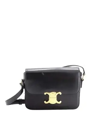 Celine Triomphe Shoulder Bag Smooth Calfskin Teen Crossbody Bag - Black