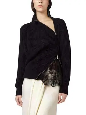 Giuseppe Di Morabito Lace-trim Ribbed-knit Sweater - Black
