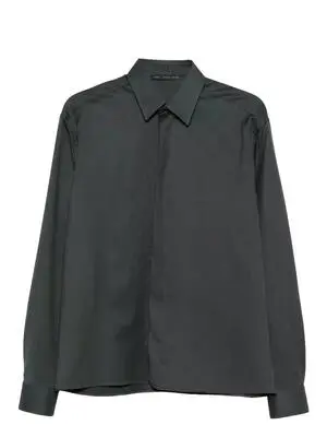 LOW BRAND Concealed-front Long-sleeve Shirt - Grey