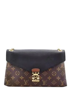 LOUIS VUITTON Pallas Chain Monogram Canvas And Calfskin Shoulder Bag - Black