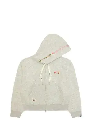 AAPE BY *A BATHING APE Logo-patch Floral-embroidered Hoodie - Grey