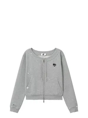 Izzue Distressed-effect Zip-up Sweatshirt - Grey