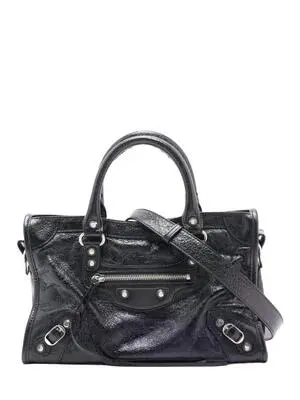 Balenciaga 2000-2026 Small Lambskin Motocross Le City Bag Satchel - Black