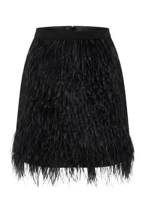 GEMY MAALOUF Feather-trim Mini Skirt - Black