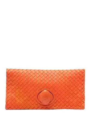 Bottega Veneta 2012-2026 Nappa Intrecciato Turn Lock Clutch Bag - Orange