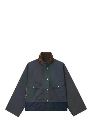 MUSIUM DIV. Quilted-panel Corduroy-collar Jacket - Blue