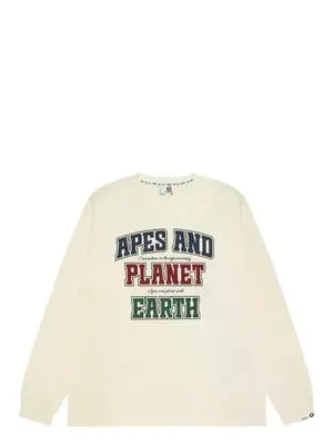 AAPE BY *A BATHING APE Apes And Planet Earth Logo-print Long-sleeve T-shirt - Neutrals