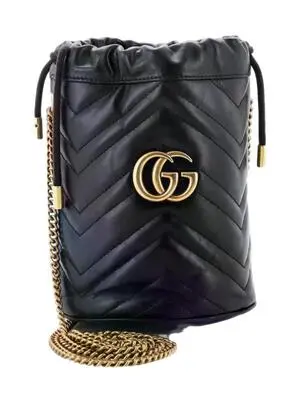 Gucci Gg Marmont Matelasse Leather Mini Bucket Bag - Black