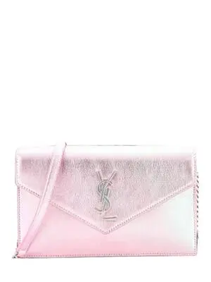 Saint Laurent Classic Monogram Wallet On Chain Leather Small Crossbody Bag - Metallic