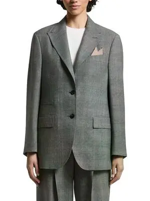 Peserico Prince Of Wales Check Single-breasted Blazer - Grey
