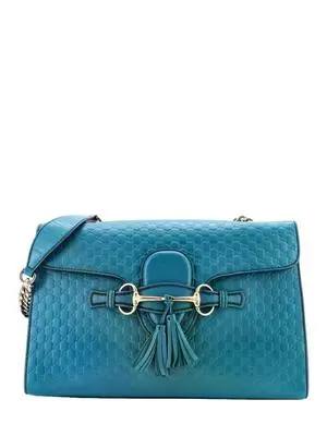 Gucci Emily Chain Flap Bag Microguccissima Leather Medium Shoulder Bag - Blue