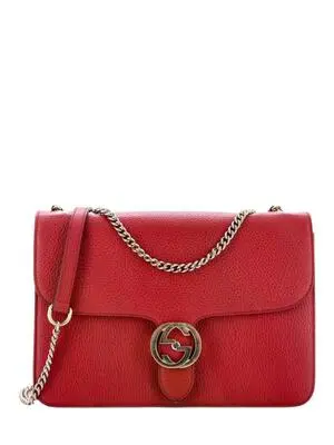 Gucci Interlocking Leather Medium Shoulder Bag - Red