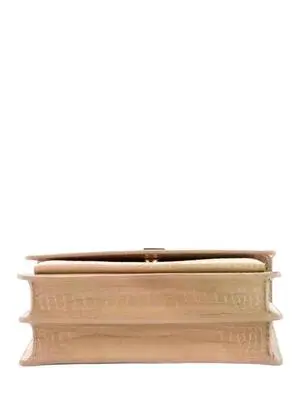 Saint Laurent Sunset Crocodile Embossed Leather Medium Crossbody Bag Neutrals